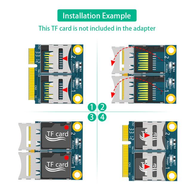 Dual TF to Mini PCI-E adapter with cards