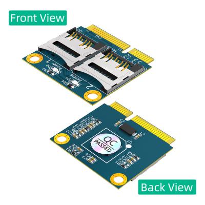 China Dual TF Micro SD Card To Mini PCI-E Express With Half Bracket Memory Card Reader Adapter for sale