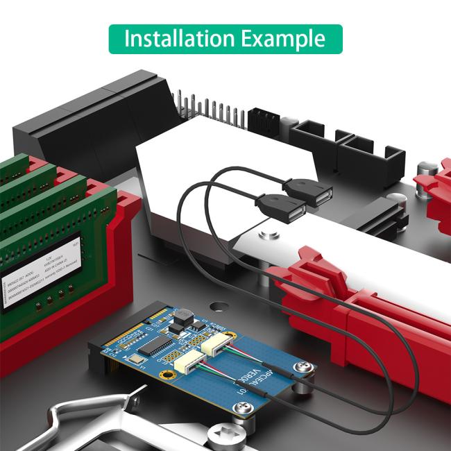 Mini PCI-E to Dual USB Adapter with devices