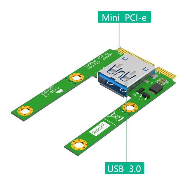 Mini PCI-E to USB 3.0 Adapter Card installation diagram