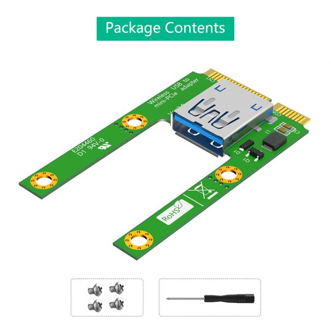 Mini PCI-E to USB 3.0 Adapter Card package contents