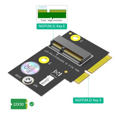 China M.2 NGFF key E to Half-size Mini PCI-E Adapter for WiFi6 AX200, 9260, 8265 ,8260 ,7265 card and Y510P Model for sale