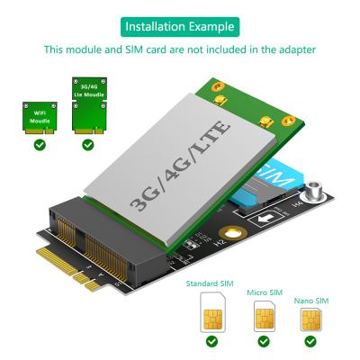 China Mini PCI-E to M.2(NGFF ) key A/E Adapter With SIM card Slot for WiFi/WWAN/LTE Module for sale