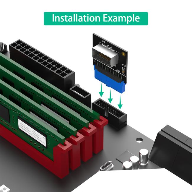 USB 3.1 Front Panel Adapter - angled view