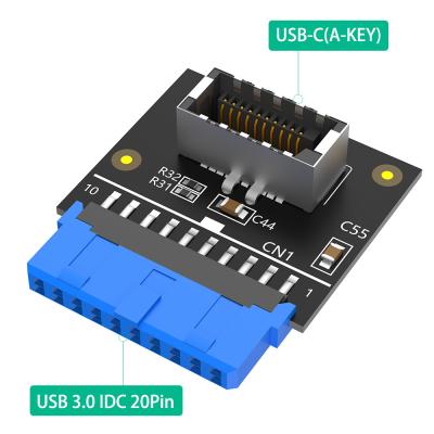China 20Pin Header USB Front Panel Adapter USB 3.1 Key A Type E To USB 3.0 for sale