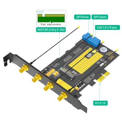 China M.2 B key USB3.0 & PCIe dual bus interface 5G WWAN card Adapter Used for fast network connection for sale