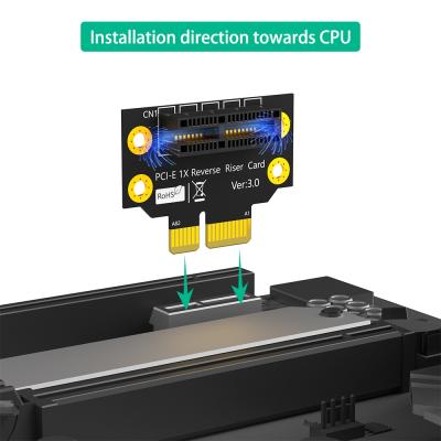 China Reverse 90 Degree PCI-E 3.0 1X Slot To PCIe X1 Adapter Riser Card For 2U Server Case for sale