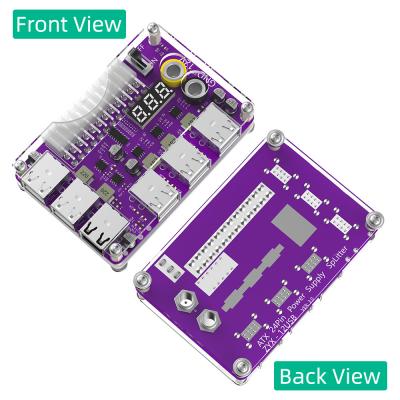 China ATX 24 Pin Power Supply Breakout Board with Acrylic Case Kit 3 Digit LED Display 12- port USB 2.0 & QC 2.0/ 3.0 & 12V Output for sale