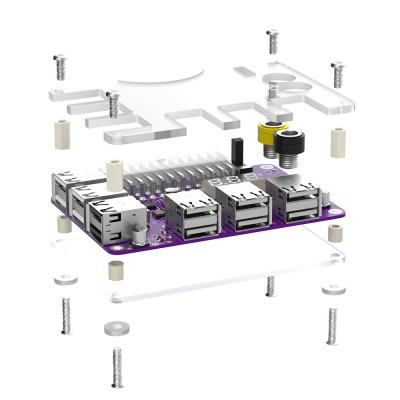 China ATX 24 Pin Power Supply Breakout Board with Acrylic Case Kit 3 Digit LED Display 12- port USB 2.0 & QC 2.0/ 3.0 & 12V Output for sale
