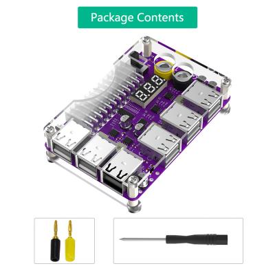 China ATX 24 Pin Power Supply Breakout Board with Acrylic Case Kit 3 Digit LED Display 12- port USB 2.0 & QC 2.0/ 3.0 & 12V Output for sale
