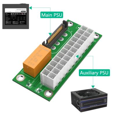 China Dual PSU Adapter ATX 24Pin to 4Pin SATA Power Sync Starter Card Extension Cable ADD2PSU Riser for sale