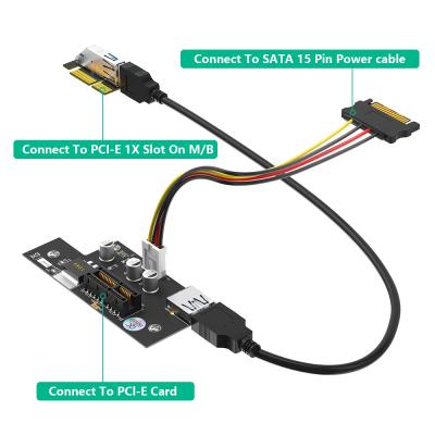 China GPU PCI Express 1X To 1X 4x 8x  X16 Riser Card Extender With Magnetic Foot Pads for sale