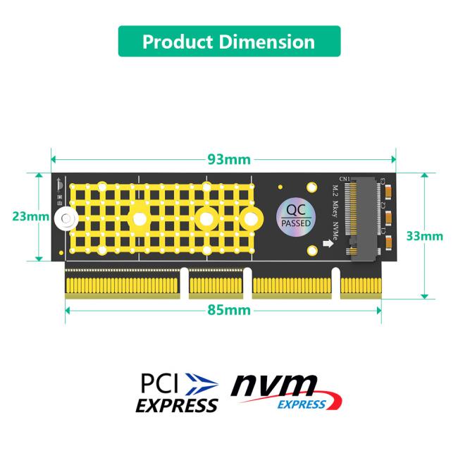 M.2 NVMe SSD to PCI-E adapter side view