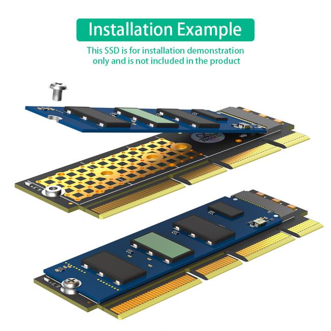M.2 NVMe SSD to PCI-E adapter with components