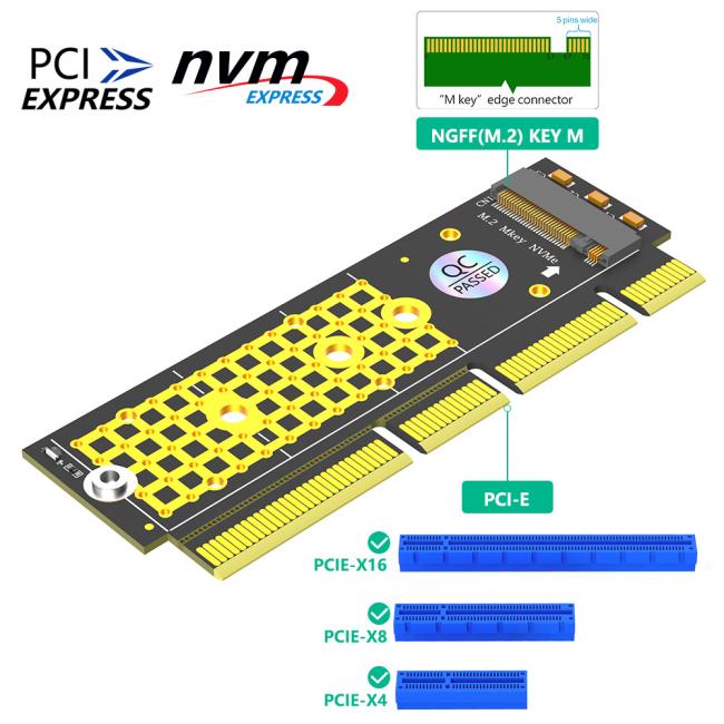 M.2 NVMe SSD to PCI-E adapter dimensional view