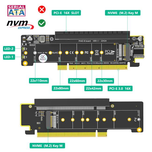 Dual NVMe PCIe Adapter with SSDs installed