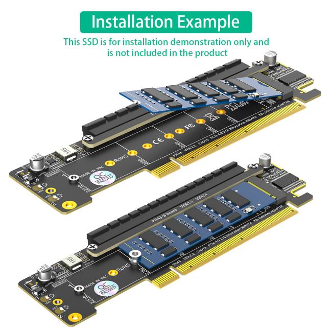 Dual NVMe PCIe Adapter package contents