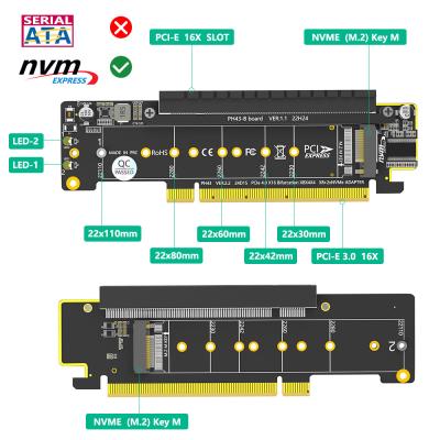 China Dual NVMe PCIe Adapter PCIe 4.0 X16 to Dual NVMe and 1x More PCIe x16 Adapter for M.2 NVMe SSD for sale