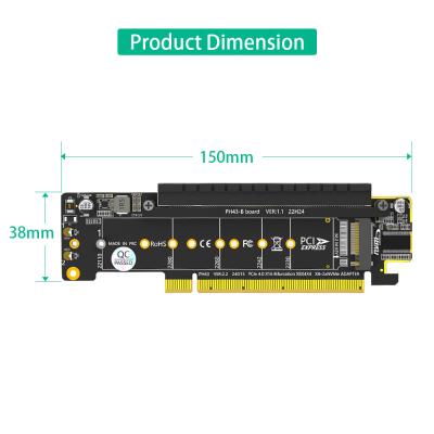 China Dual NVMe PCIe Adapter PCIe 4.0 X16 to Dual NVMe and 1x More PCIe x16 Adapter for M.2 NVMe SSD for sale