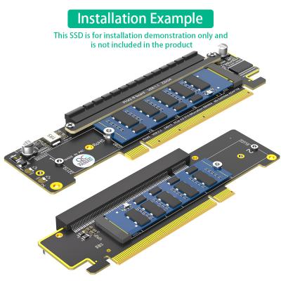 China Dual NVMe PCIe Adapter PCIe 4.0 X16 to Dual NVMe and 1x More PCIe x16 Adapter for M.2 NVMe SSD for sale