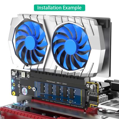 China Dual NVMe PCIe Adapter PCIe 4.0 X16 to Dual NVMe and 1x More PCIe x16 Adapter for M.2 NVMe SSD for sale