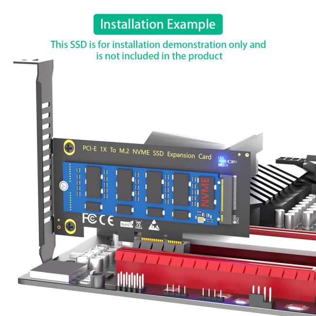 M.2 NVMe SSD adapter card in use