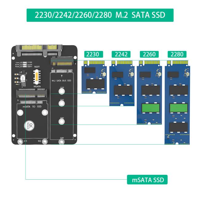M.2 NGFF to SATA3 adapter side view