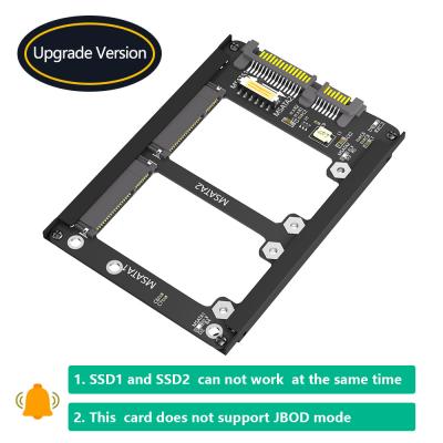 China Metal Case Dual mSATA SSD To 2.5" SATA3.0 6Gbps Adapter Card With Enclosure Socket mSATA to SATA Adapter Riser mSATA SSD Adapter for sale