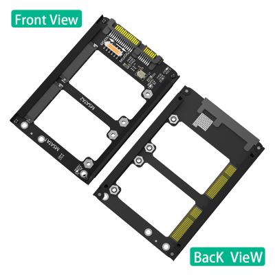 China Metal Case Dual mSATA SSD To 2.5" SATA3.0 6Gbps Adapter Card With Enclosure Socket mSATA to SATA Adapter Riser mSATA SSD Adapter for sale