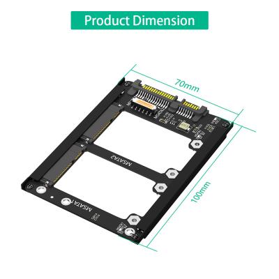 China Metal Case Dual mSATA SSD To 2.5" SATA3.0 6Gbps Adapter Card With Enclosure Socket mSATA to SATA Adapter Riser mSATA SSD Adapter for sale