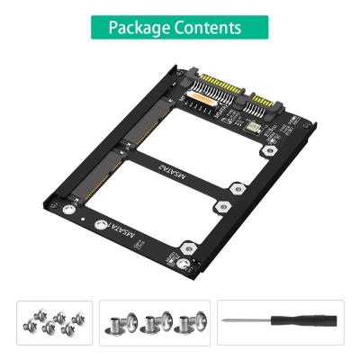 China Metal Case Dual mSATA SSD To 2.5" SATA3.0 6Gbps Adapter Card With Enclosure Socket mSATA to SATA Adapter Riser mSATA SSD Adapter for sale