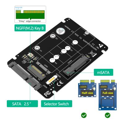 China 2 In 1 Combine M.2 NGFF Key B & MSATA SSD To SATA3 Adapter LED Indicates Power Status for sale