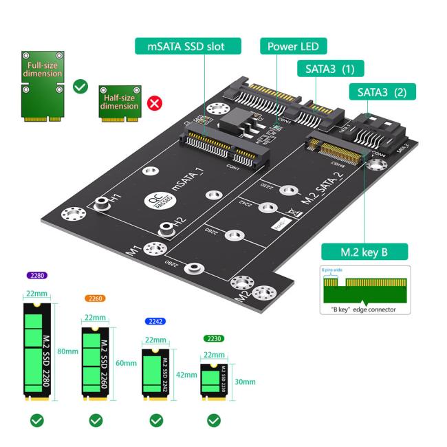 MSATA to SATA3 adapter with components