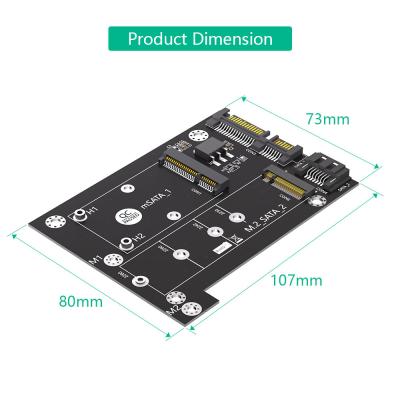 China MSATA to Dual SATA3 Converter Adapter Card for Upgrade Version 2 in 1 M.2 NGFF SSD for sale
