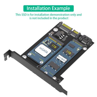 China 2 In 1 MSATA / M.2 NGFF SSD To Dual SATA3 Converter Adapter Card With Full Height Profile Bracket for sale