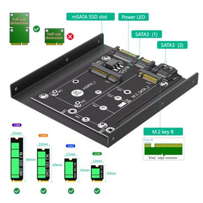 China Convenient SATA 3.0 to M.2 NGFF mSATA SSD Adapter Card with 3.5" Hard Disk Bracket for sale