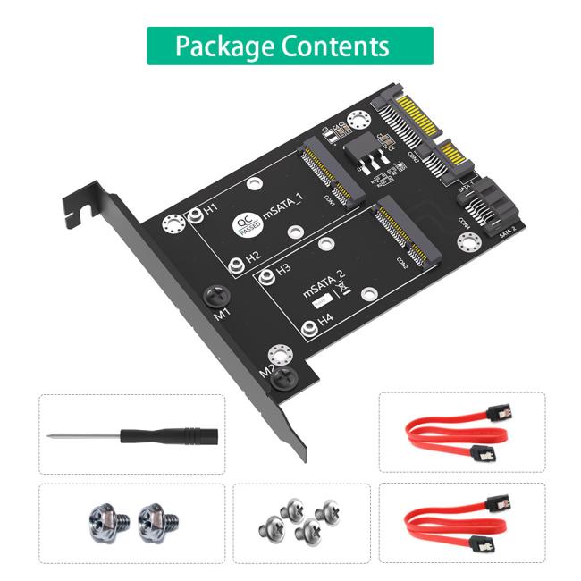 Dual mSATA to SATA3 adapter with accessories