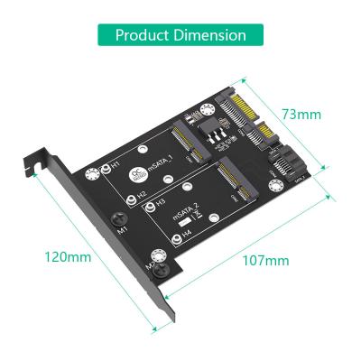 China MSATA Hard Disk Application Dual SATA3 Converter Adapter Card with Full Height Bracket for sale