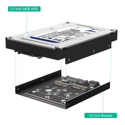 China Upgrade Version Dual MSATA SSD To Dual SATA3 Converter Adapter Card With 3.5 Inch HDD Bracket for sale