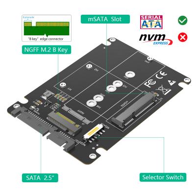 China 2 In 1 Combine M.2 NGFF Key B & MSATA SSD To 2.5 SATA3 Adapter With Plastic Enclosure for sale