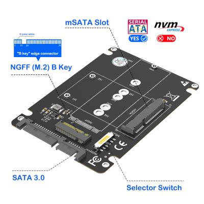 China M.2 SSD to 2.5-inch SATA3 Enclosure for NGFF Key-B and mSATA for sale