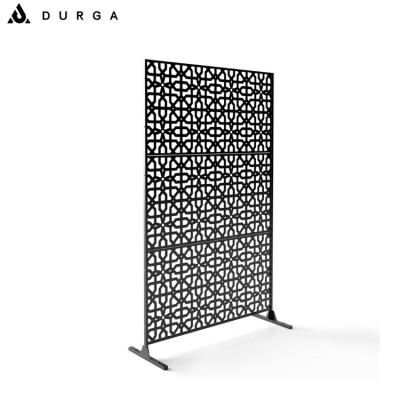 China Custom Powder Coated Laser Cut Decorative Partition Panel Divider With Folding Bracket Privacy Screen for sale