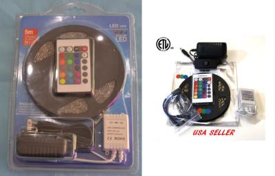 China Color changing RGB SMD 3528 LED Strip Light kit with 24key IR remote controller for sale