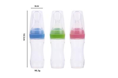 China Baby Feeding Bottle With Spoon Suction Flexible Silicon Feeder Dropper Labels Squeeze Bottles For Babie for sale