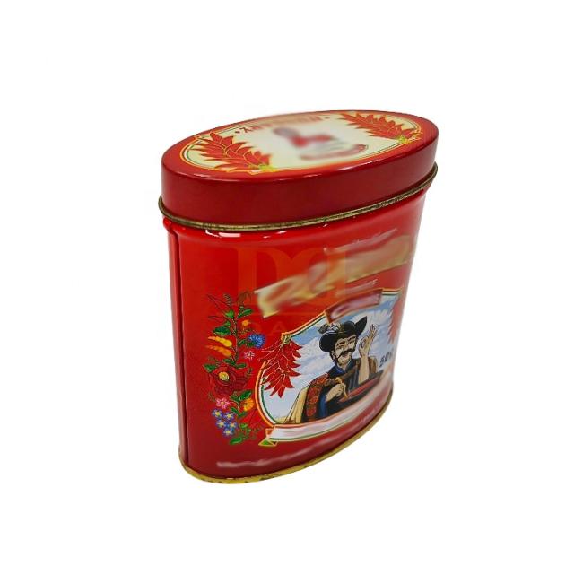 Oval candy tin with screw cap closure