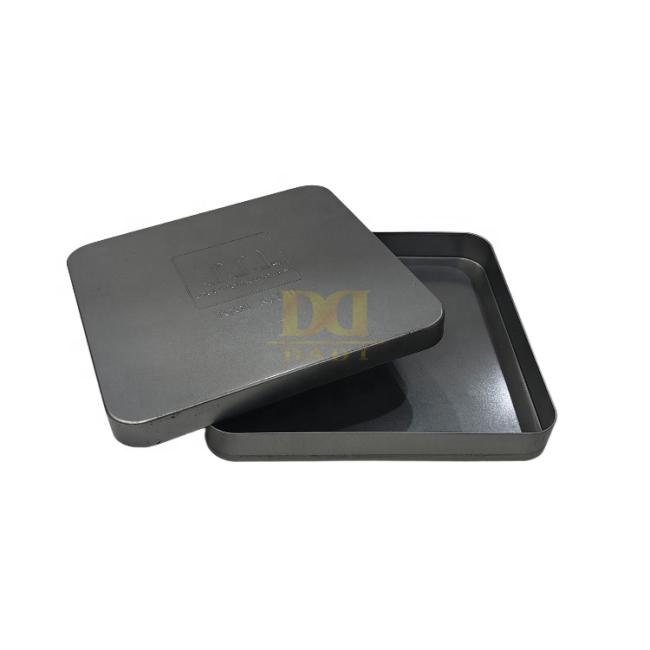 Square tin can container with custom printing