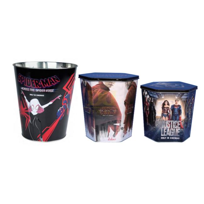 DADI stackable metal popcorn bucket product display