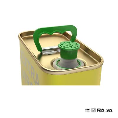China DADI Food Oil Can 3L Rectangular Tinplate Olive Oil Container with Handle Imported Spout Lid for sale