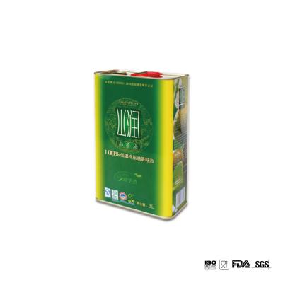 China DADI Food Oil Can 3L Rectangular Tinplate Olive Oil Container with Handle Imported Spout Lid for sale