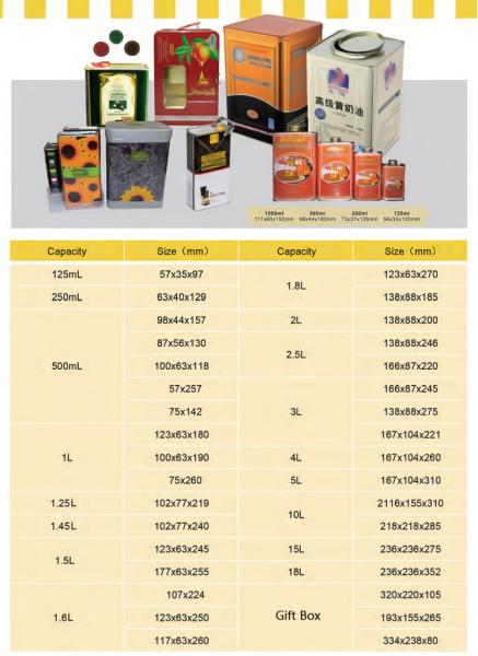 Quality DADI Customized Olive Oil Can Tinplate Bright / Matte / 3D Surface Cylindrical for sale